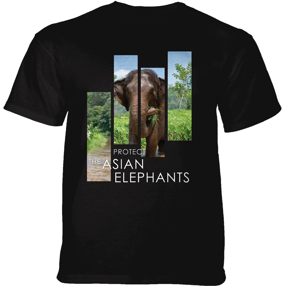 The Mountain T-shirt Protect Asian Elephant Split Portrait Black - The ...