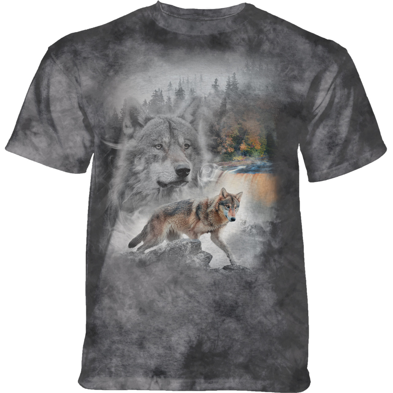 The Mountain KIDS T-shirt Grey Wolf Collage KIDS - The Coloured House