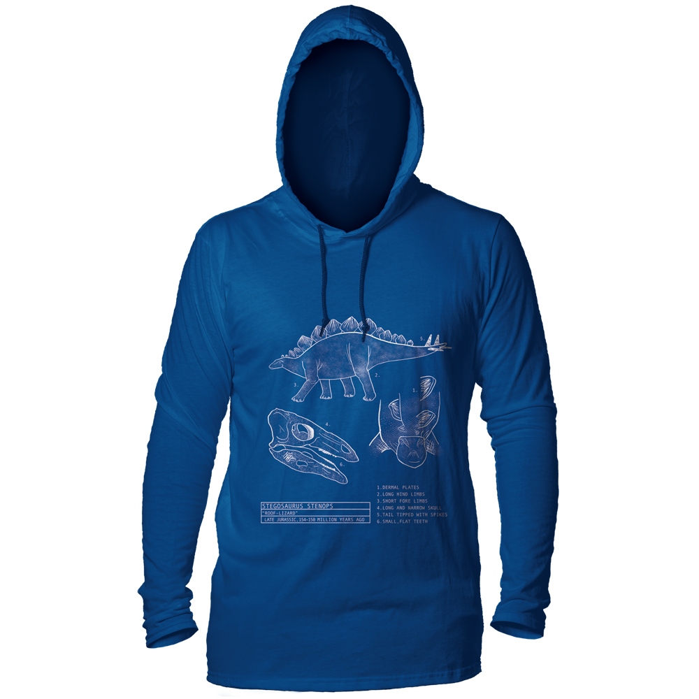 The Mountain Stegosaurus Blueprint Blue Lightweight Hoodie - The ...